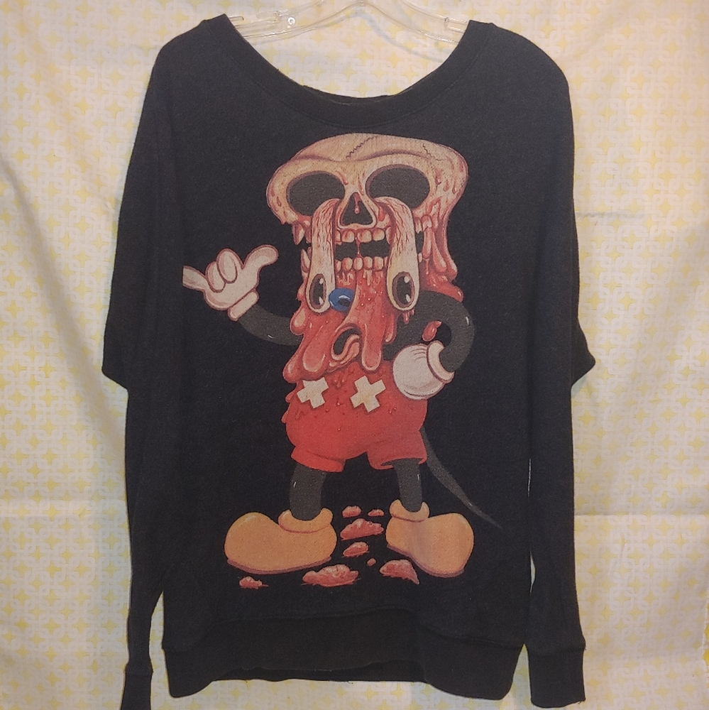 Rare! Melting Mickey Mouse Drop Dead Emo Punk Sweatsh… - Gem